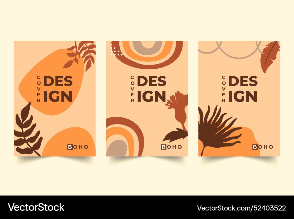 Flat boho covers collection Royalty Free Vector Image