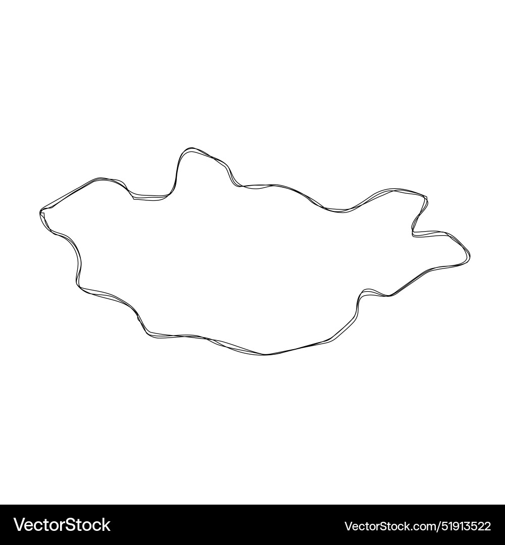 Mongolia simplified sketch map Royalty Free Vector Image