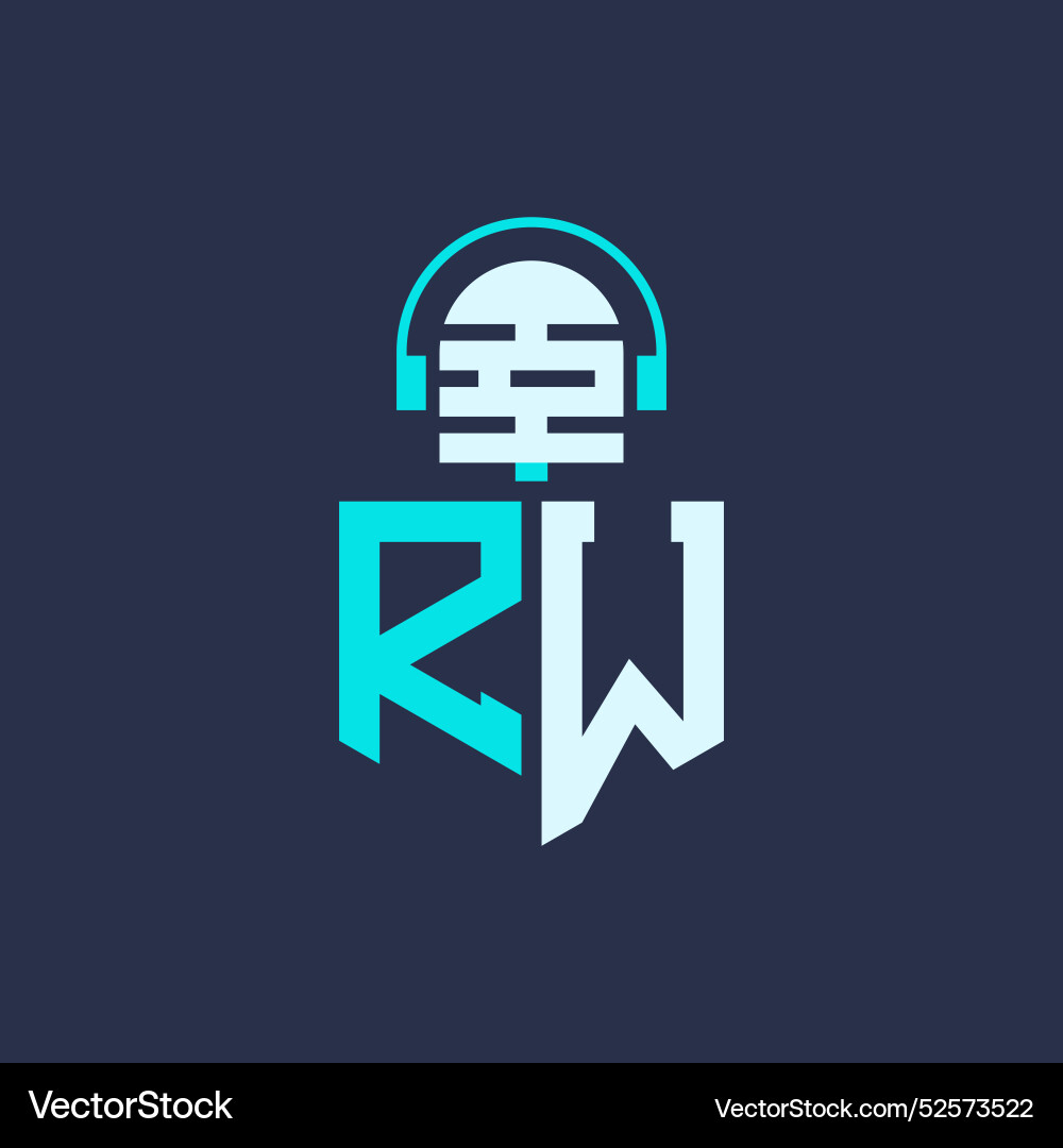 Rw microphone logo design for audio music Vector Image