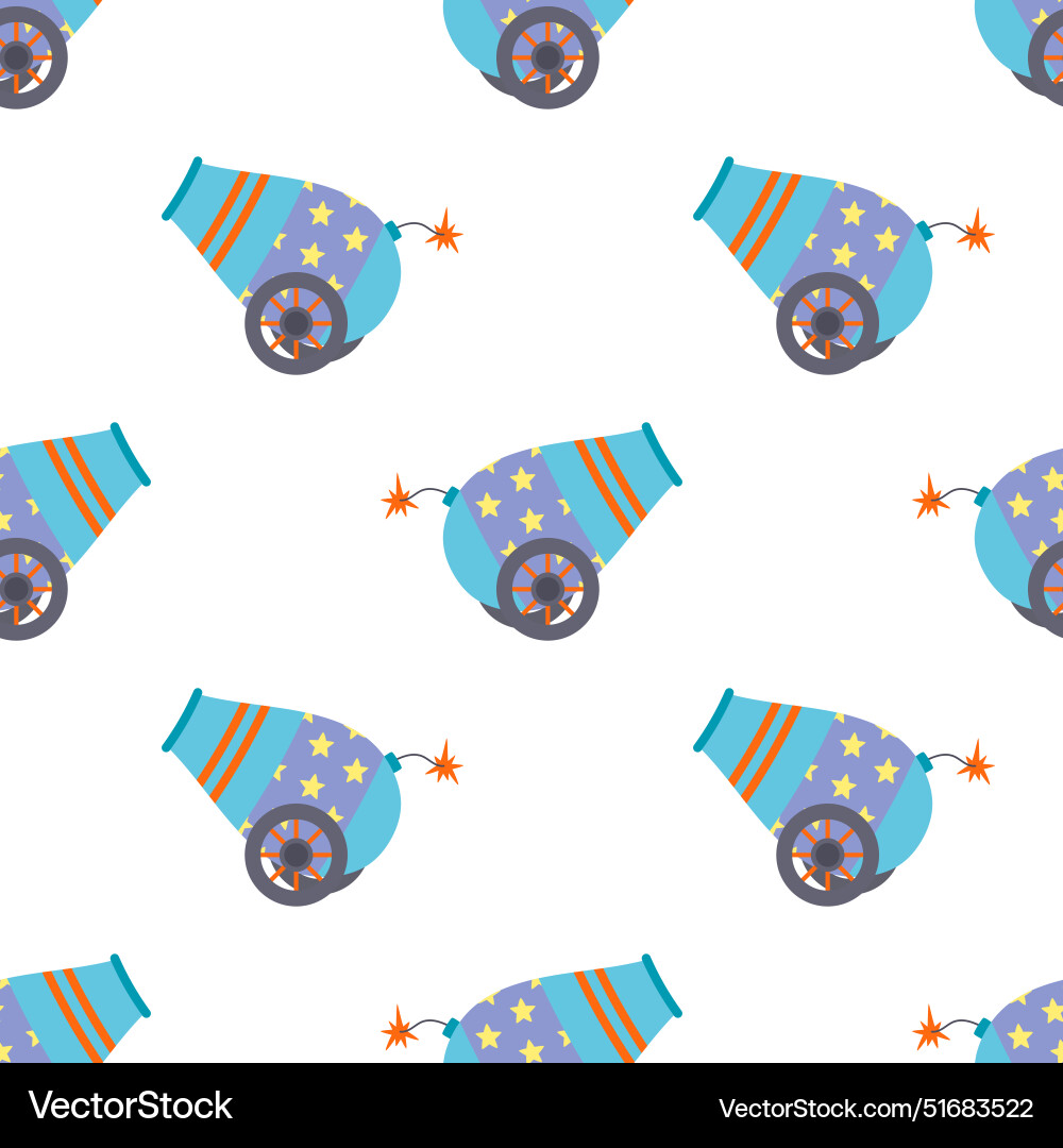 Seamless pattern with circus cannon Royalty Free Vector