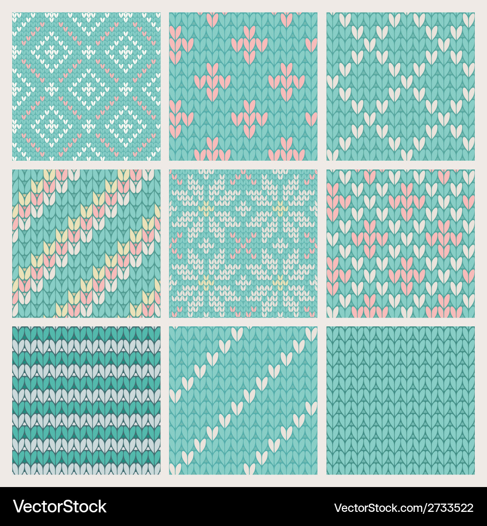 Set of seamless knitting patterns Royalty Free Vector Image