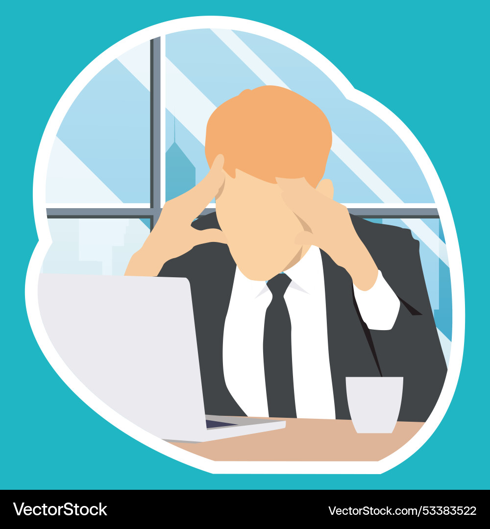 Stress people adult male sad problem work Vector Image