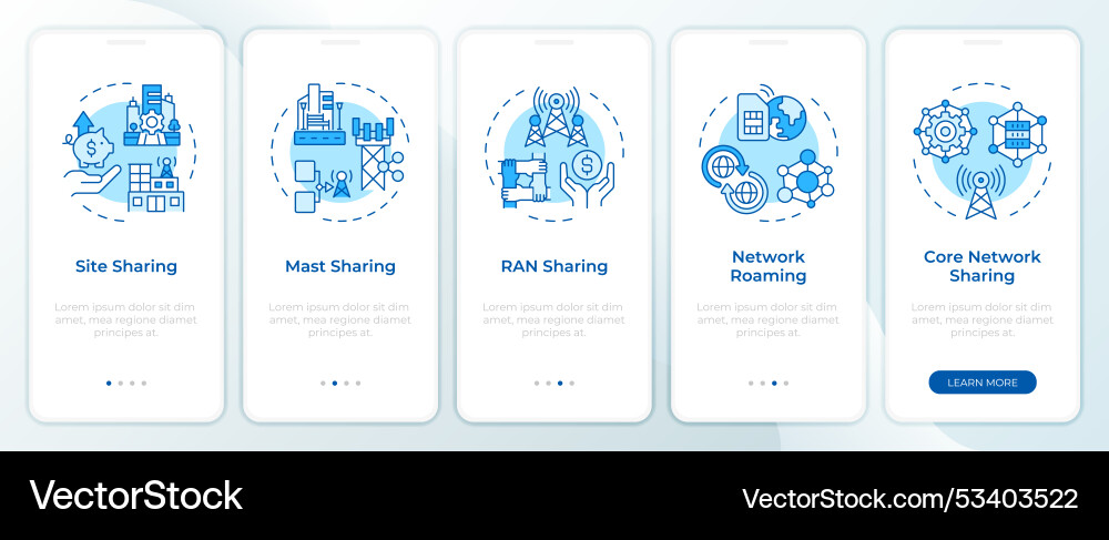 Telecom Infrastructure Sharing Blue Onboarding Vector Image