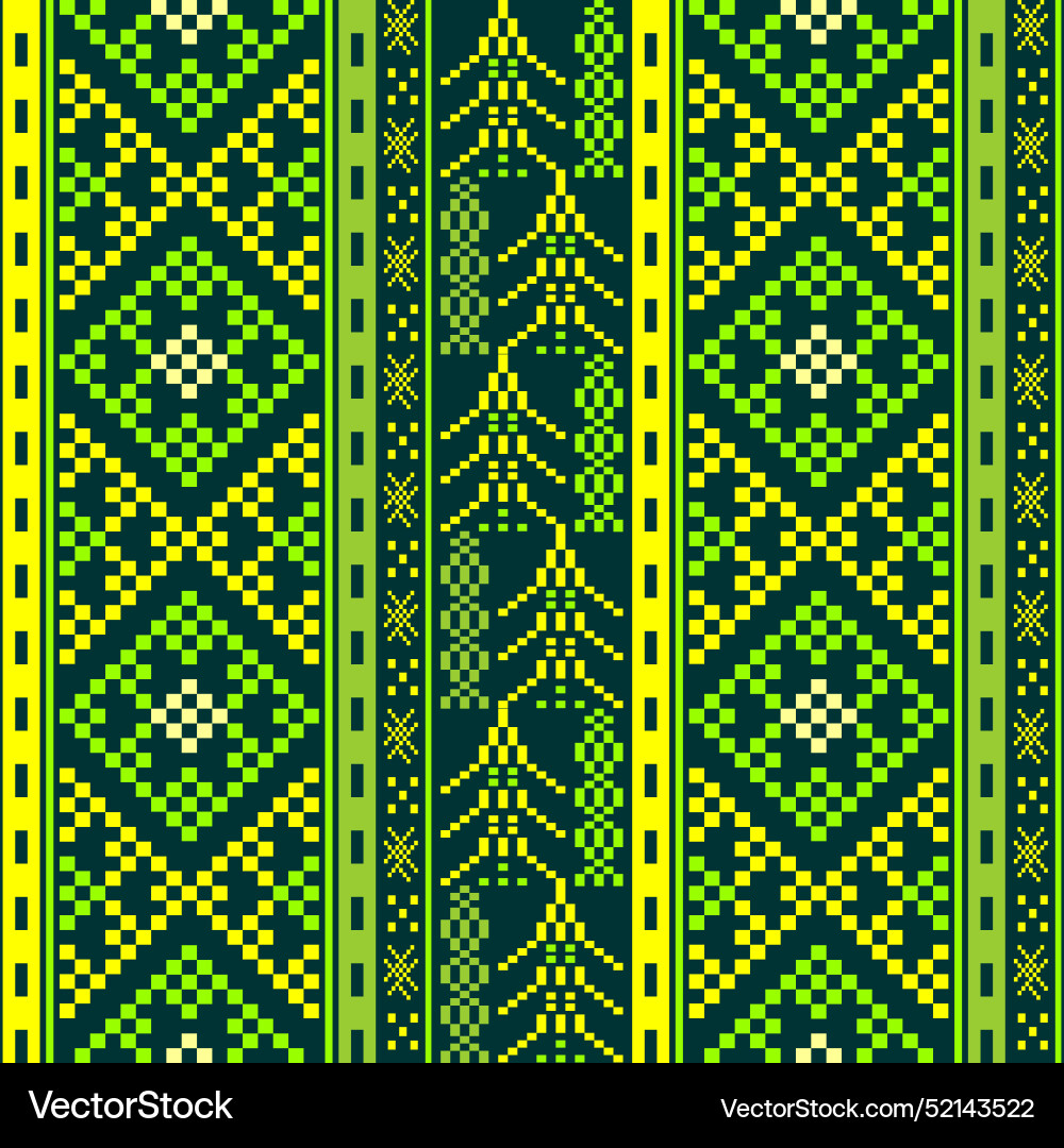 Weaving seamless pattern geometric green yellow Vector Image