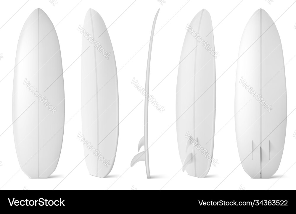 White surfboard front side and back view Vector Image