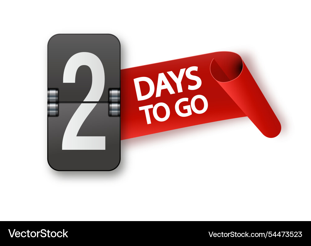2 days to go icon set countdown of days remaining Vector Image