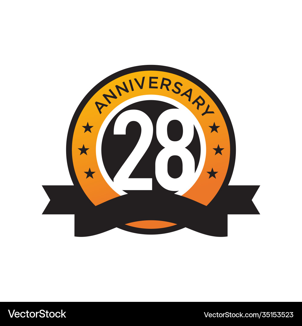 28th anniversary logo design template Royalty Free Vector