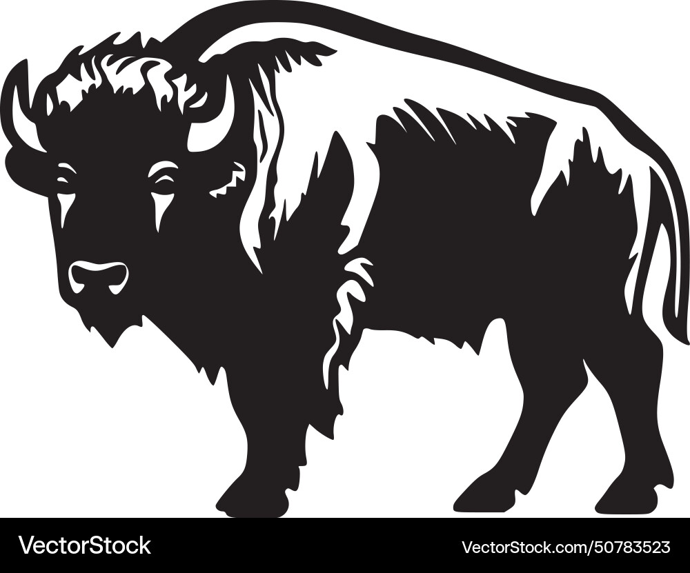 Bison - minimalist and flat logo Royalty Free Vector Image