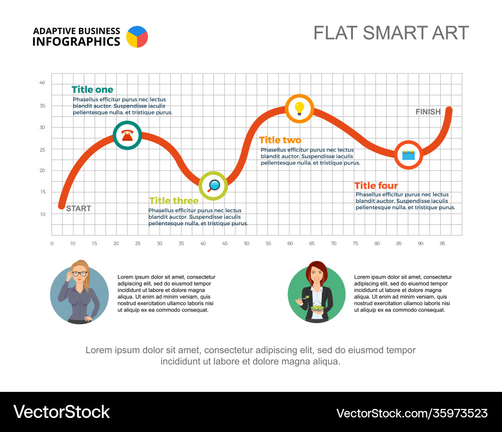 Business infographics with line chart Royalty Free Vector