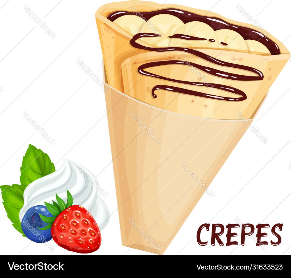 Crepes with bananas and chocolate Royalty Free Vector Image