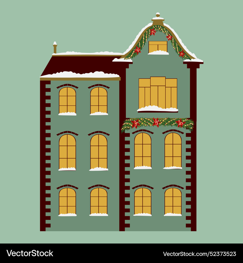 Drawing christmas house Royalty Free Vector Image