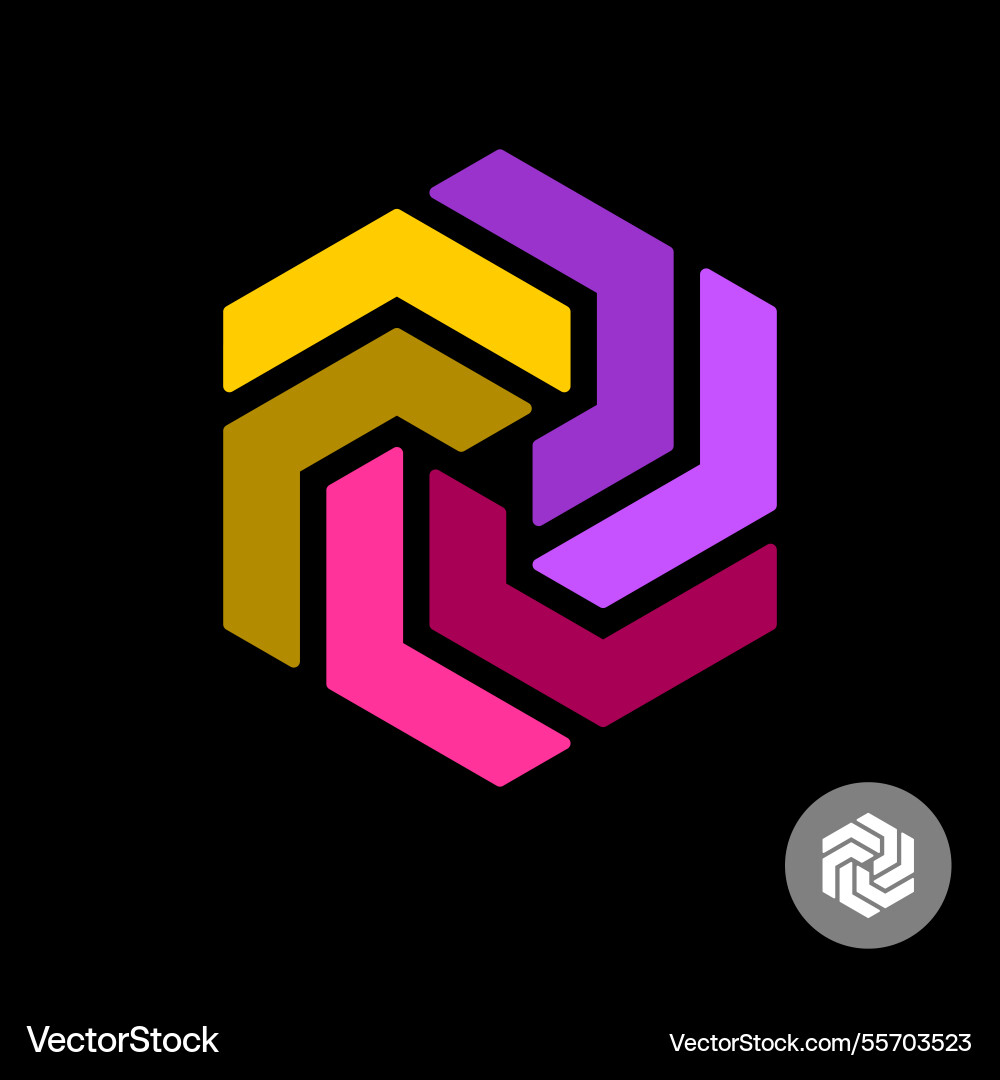 Hexagonal Geometric Stripes Logo Royalty Free Vector Image