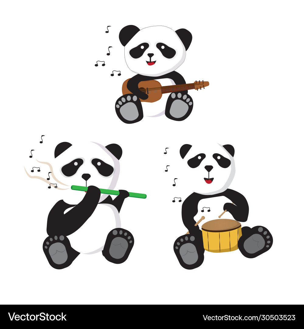 Panda-set-music Royalty Free Vector Image - VectorStock
