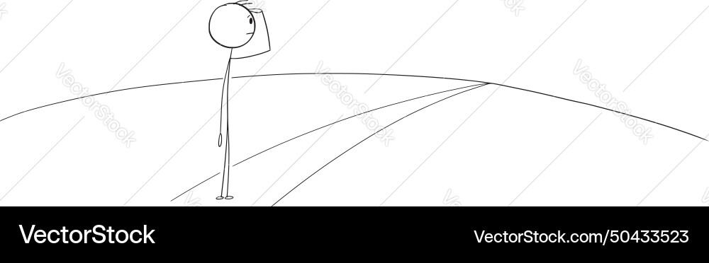 Person watching long road into unknown cartoon Vector Image