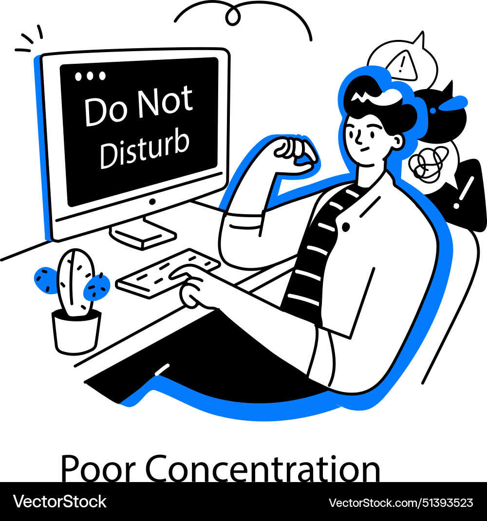 Poor concentration Royalty Free Vector Image - VectorStock
