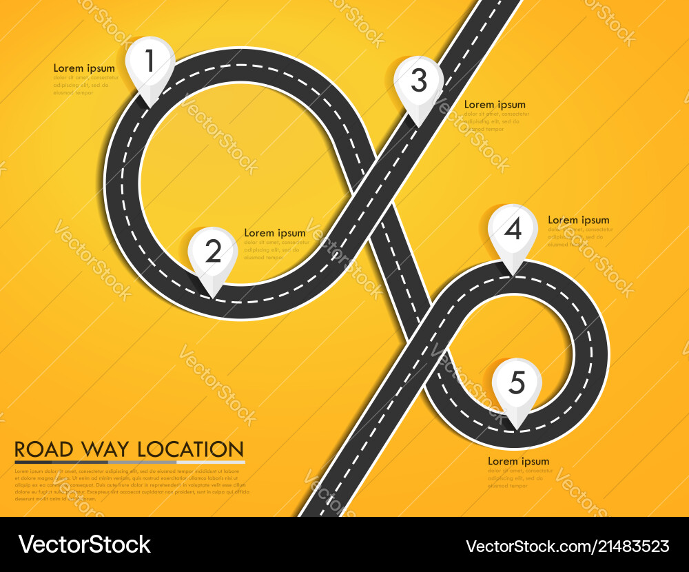 Road way location infographic template with pin Vector Image