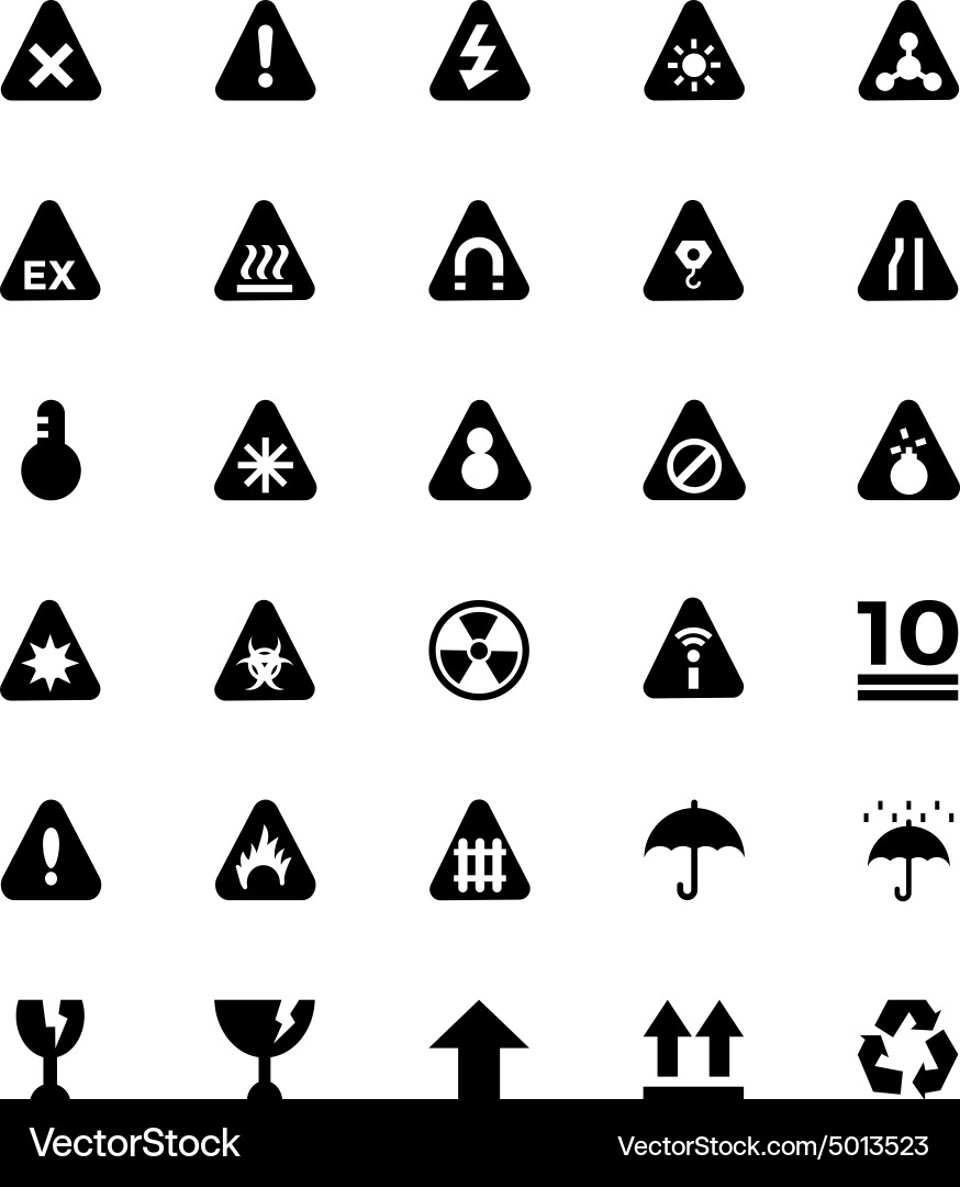 Warning Hazard Icons Set Royalty Free Vector Image