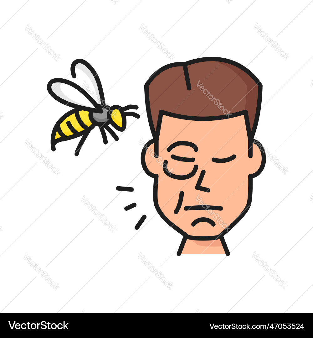 Bee Sting Allergy Icon - Swollen Face Royalty Free Vector
