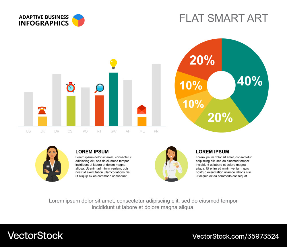 Business infographics with percentage chart Vector Image
