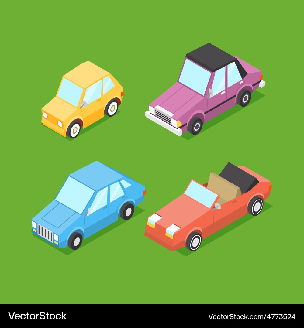 Cartoon isometric cars Royalty Free Vector Image
