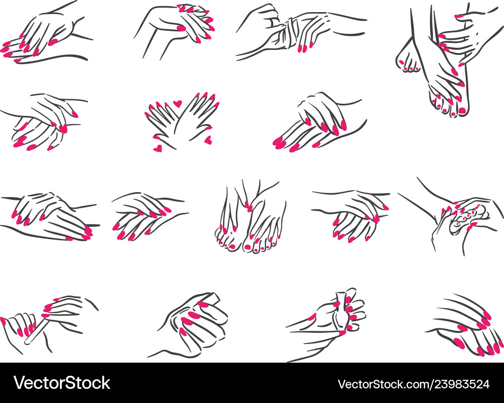 Concept of hands with manicure Royalty Free Vector Image
