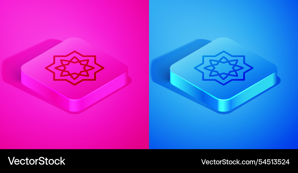 Isometric line islamic octagonal star ornament Vector Image