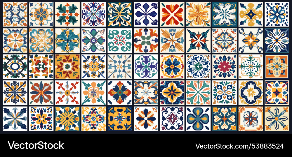 Mediterranean tile portugal ceramic mosaic Vector Image