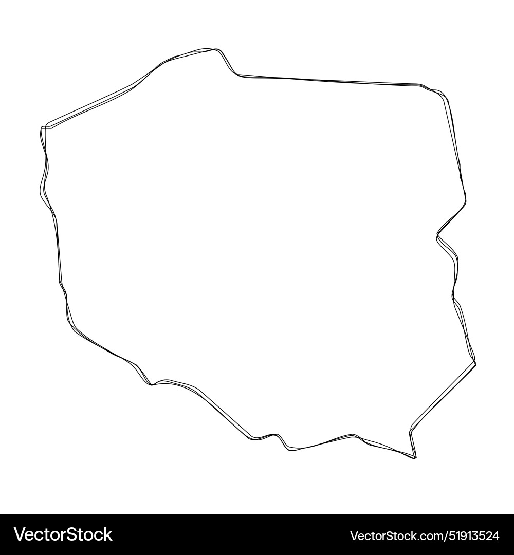 Poland simplified sketch map Royalty Free Vector Image