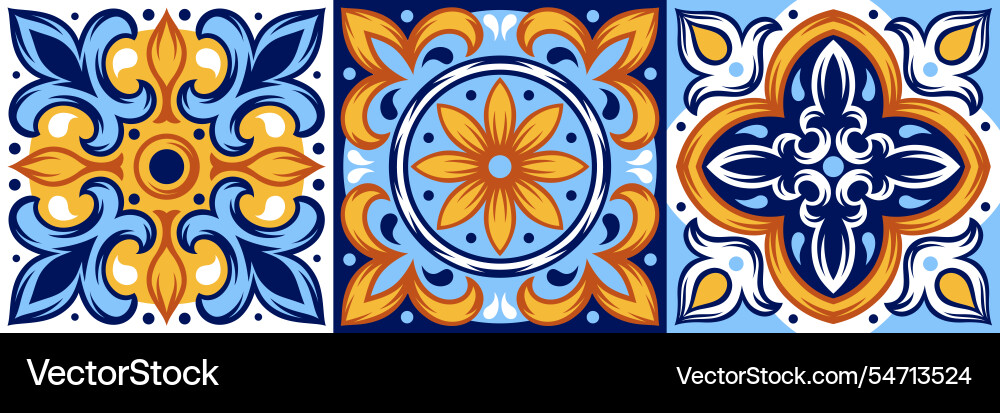 Portuguese ceramic tile pattern mediterranean Vector Image