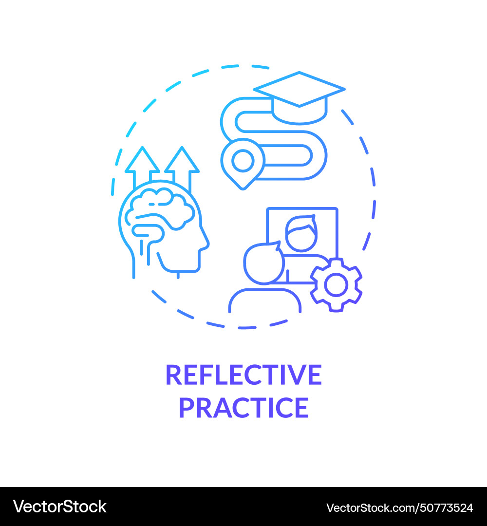 Reflective practice blue gradient concept icon Vector Image
