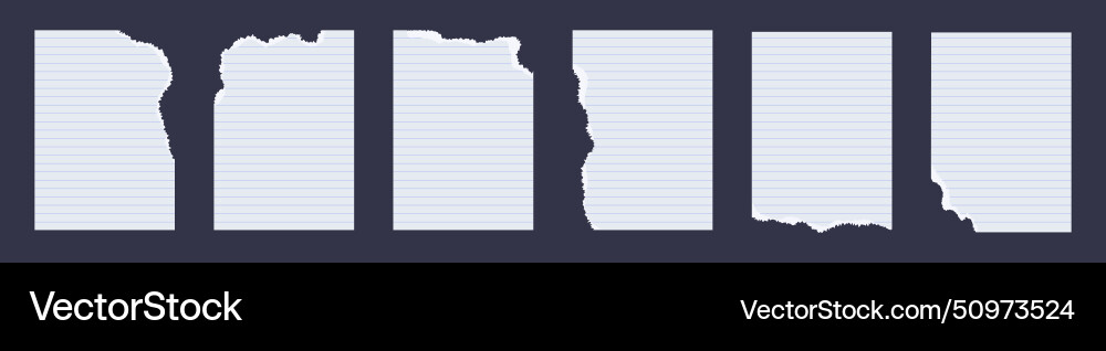 Set of torn paper snippets a lined crumple Vector Image