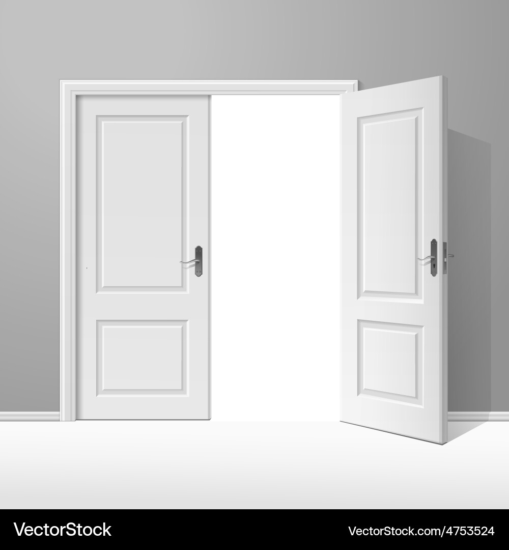 White Open Door with Frame Royalty Free Vector Image