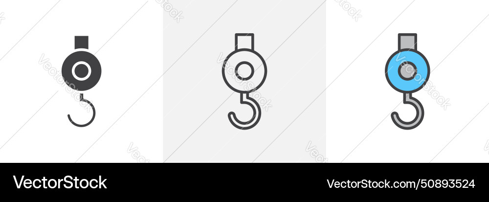 Winch hook icon set crane construction lift Vector Image