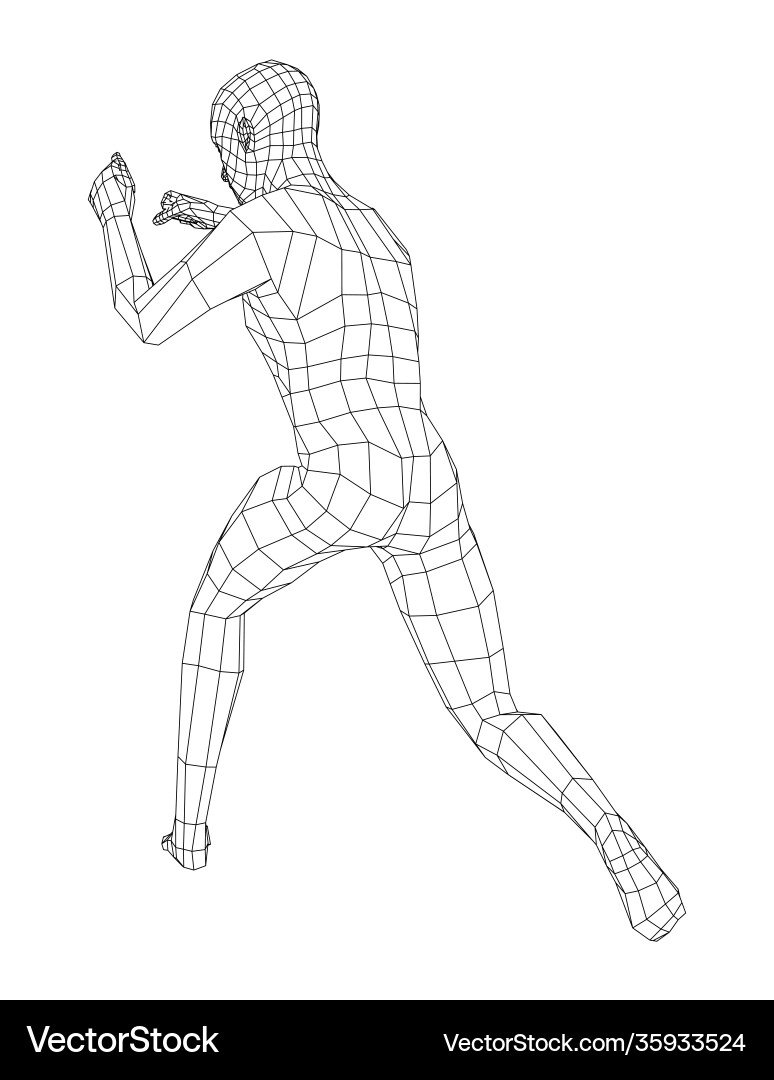 Wireframe boxing man Royalty Free Vector Image