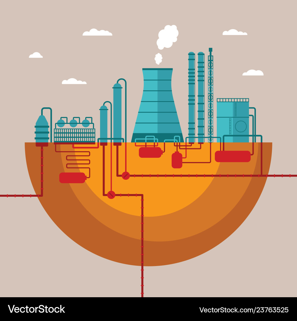 Concept of refinery plant for processing natural Vector Image