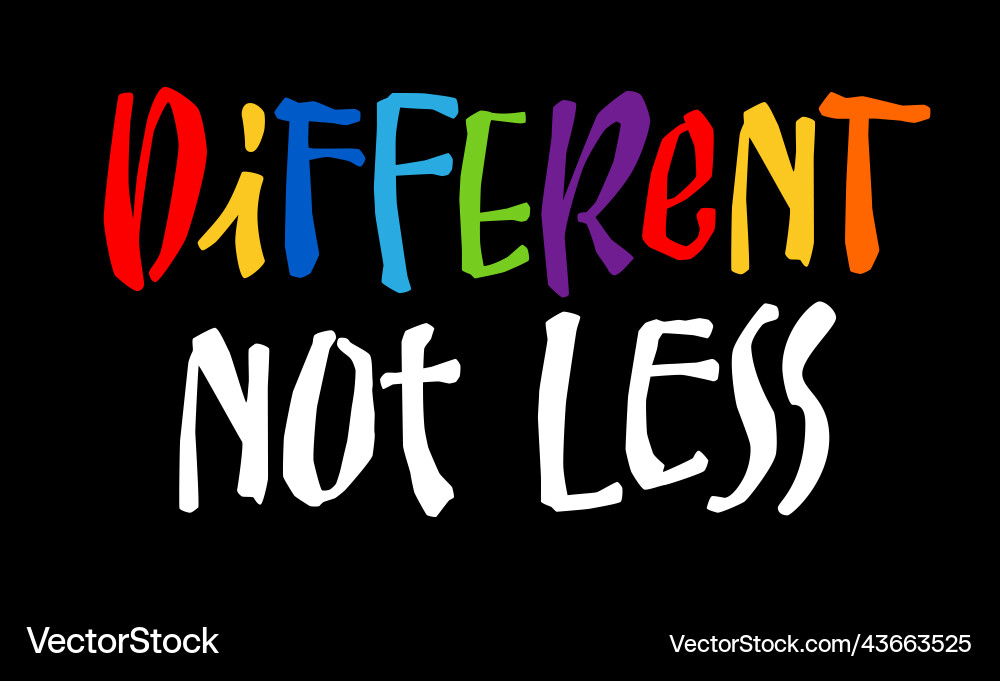 Different not less - autism awareness lettering Vector Image