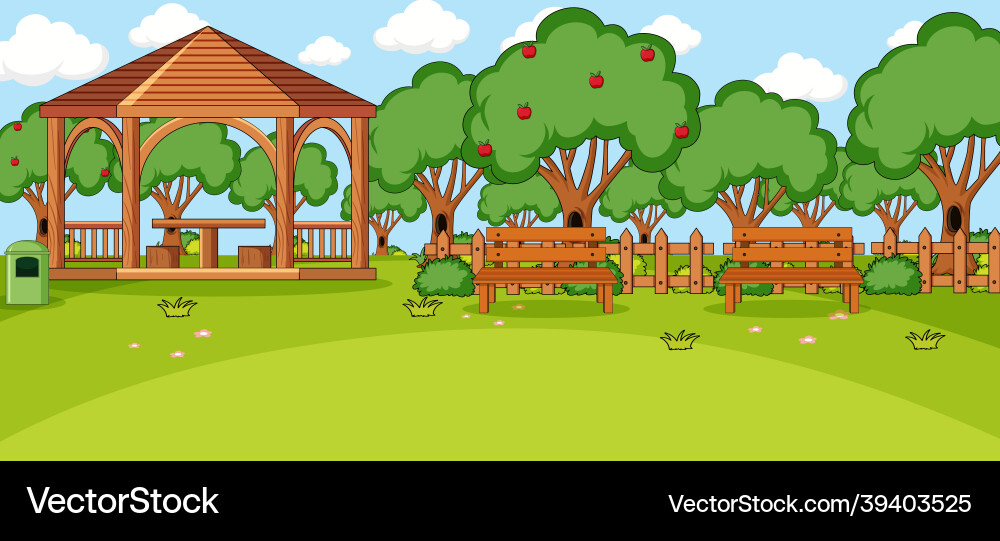 Horizontal scene with pavilion in the park Vector Image