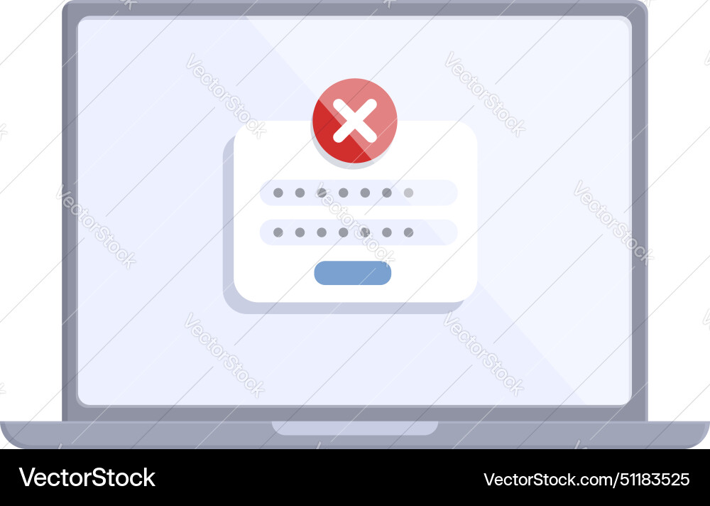 Laptop password error icon cartoon denied Vector Image