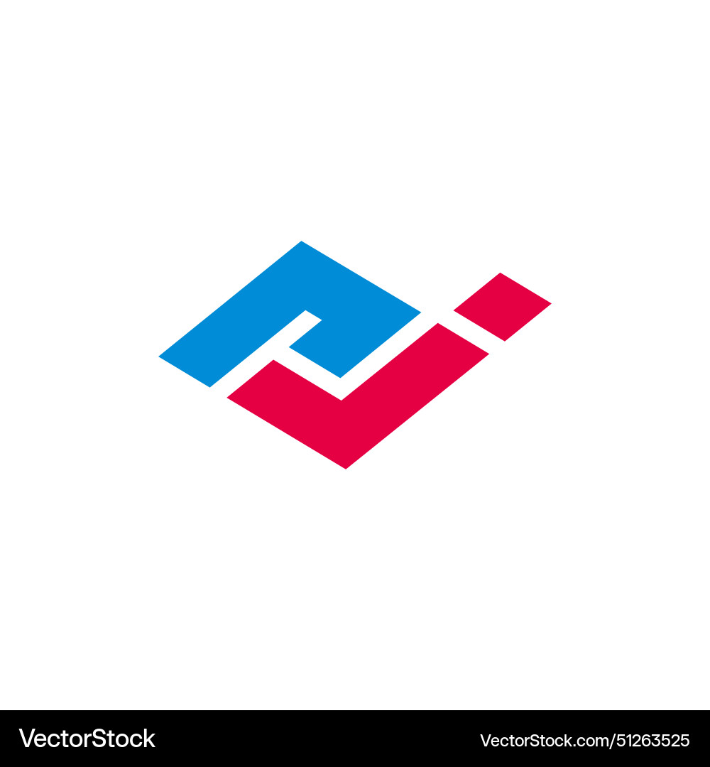 Letter rj simple linked colorful geometric logo Vector Image