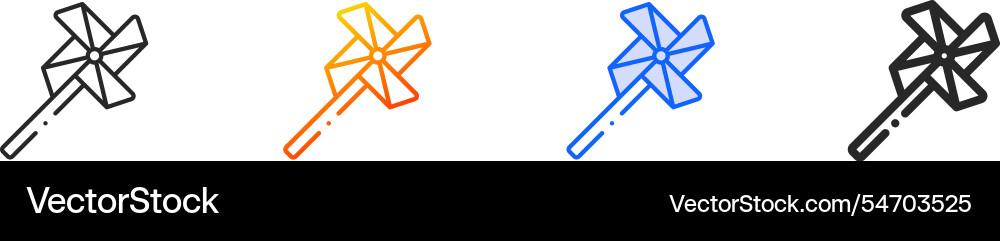 Pinwheel iconthin linear gradient blue stroke Vector Image