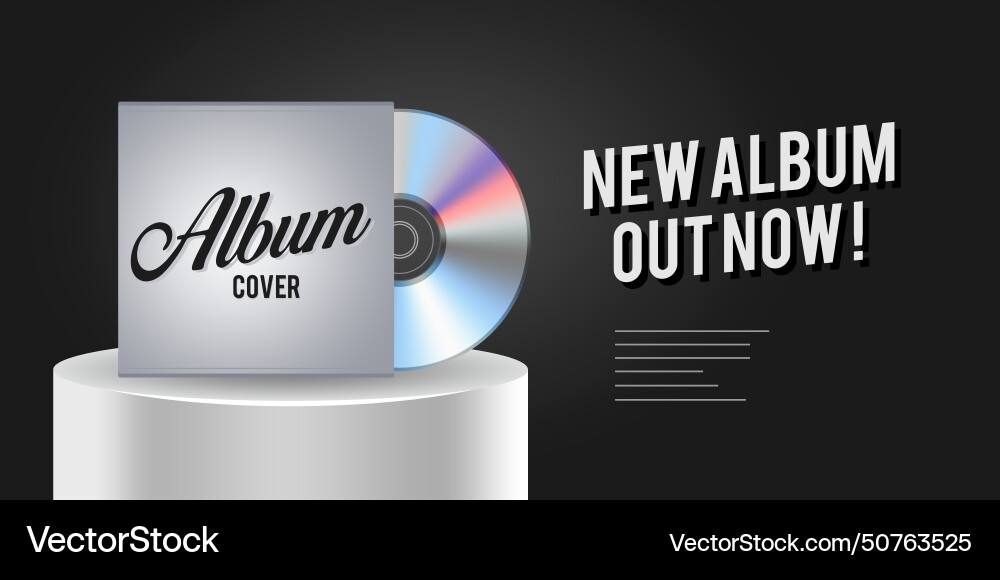 Realistic cd with album cover banner Royalty Free Vector