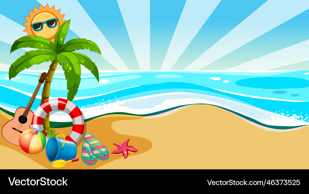 Summer beach background template Royalty Free Vector Image