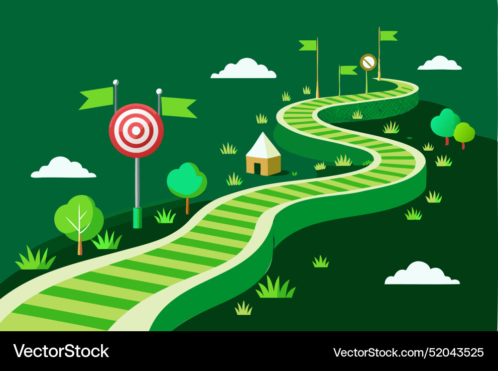 Winding path to success goal achievement journey Vector Image