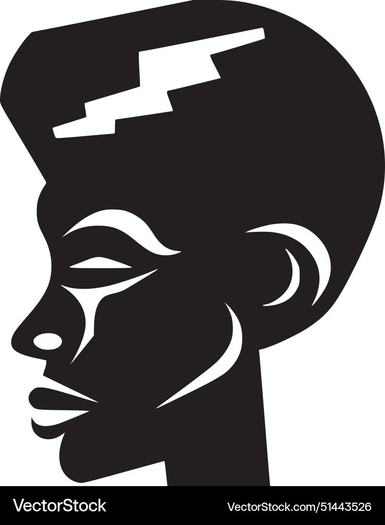 African - black and white isolated icon Royalty Free Vector