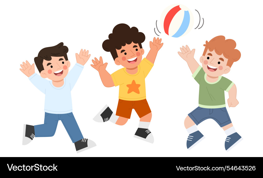 Boys playing throwing balls cartoon Royalty Free Vector