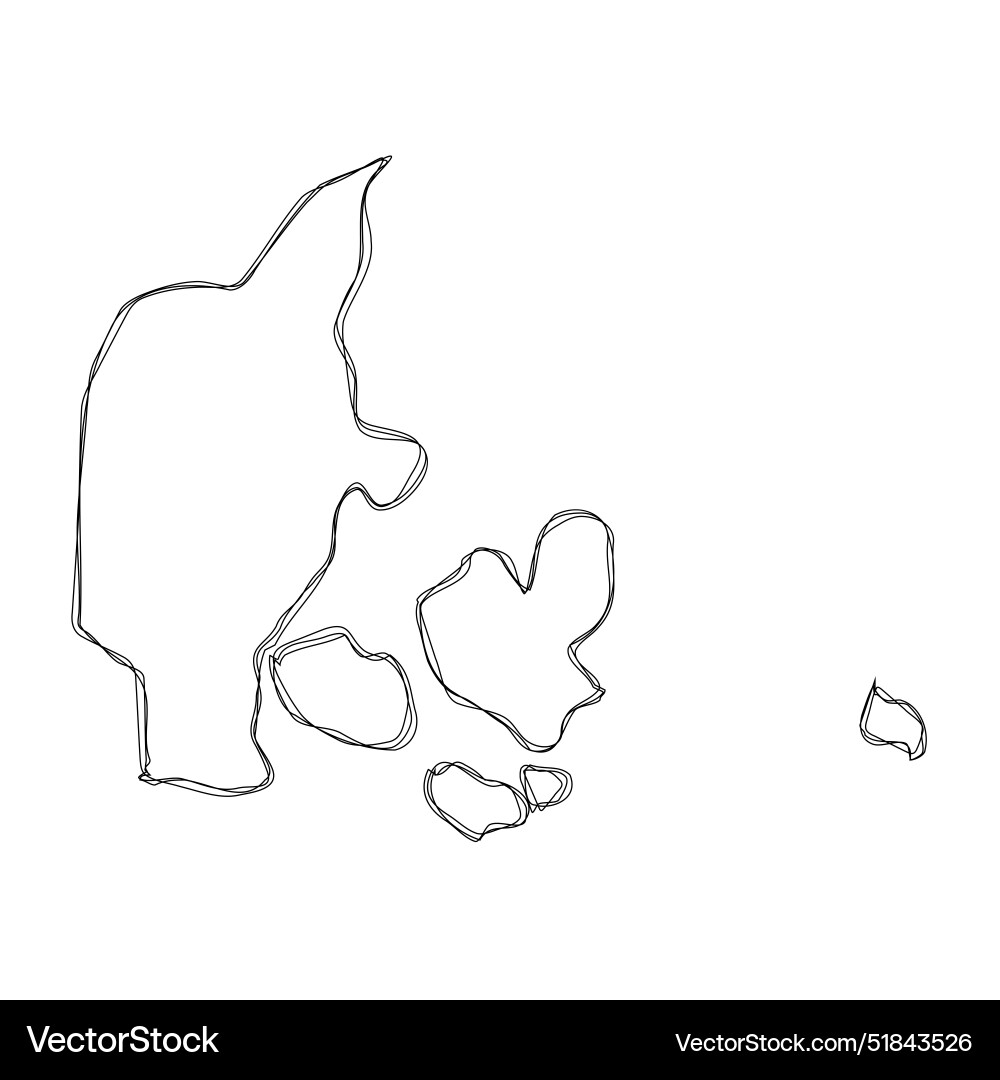 Denmark simplified sketch map Royalty Free Vector Image