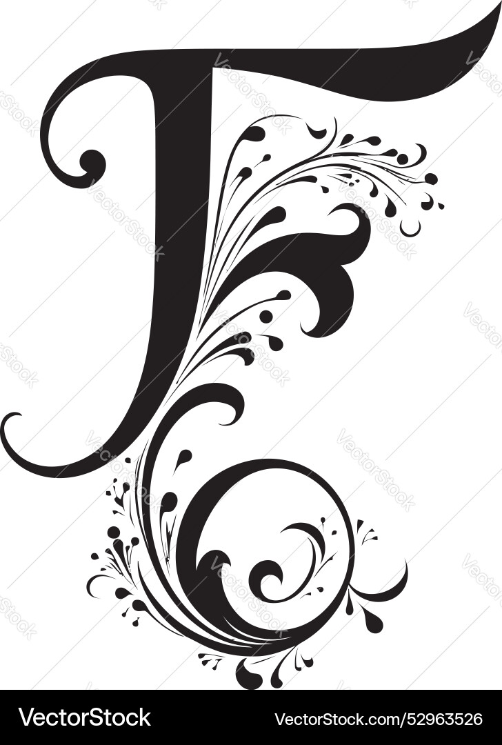 Festive elegance joyful letter f typeface fine Vector Image
