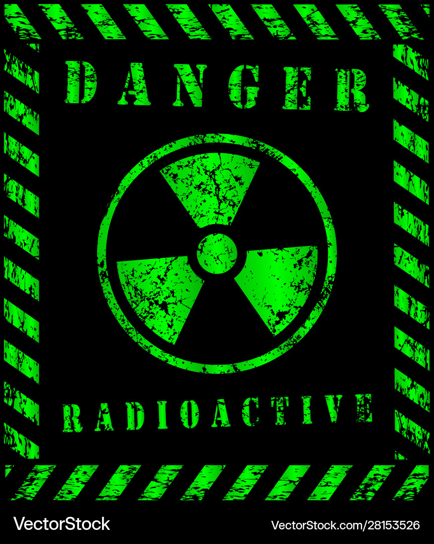 Green grunge radioactive radiation warning Vector Image