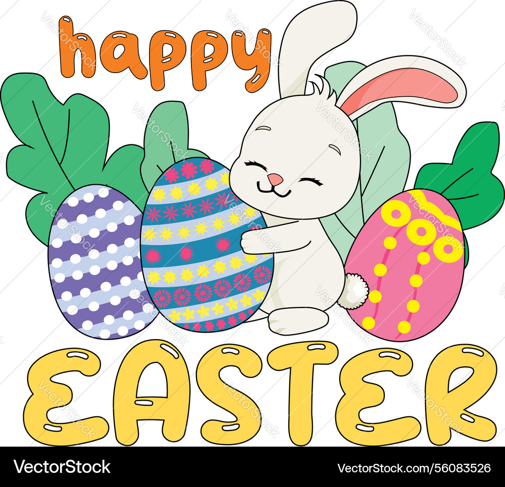 Happy easter cute bunny Royalty Free Vector Image