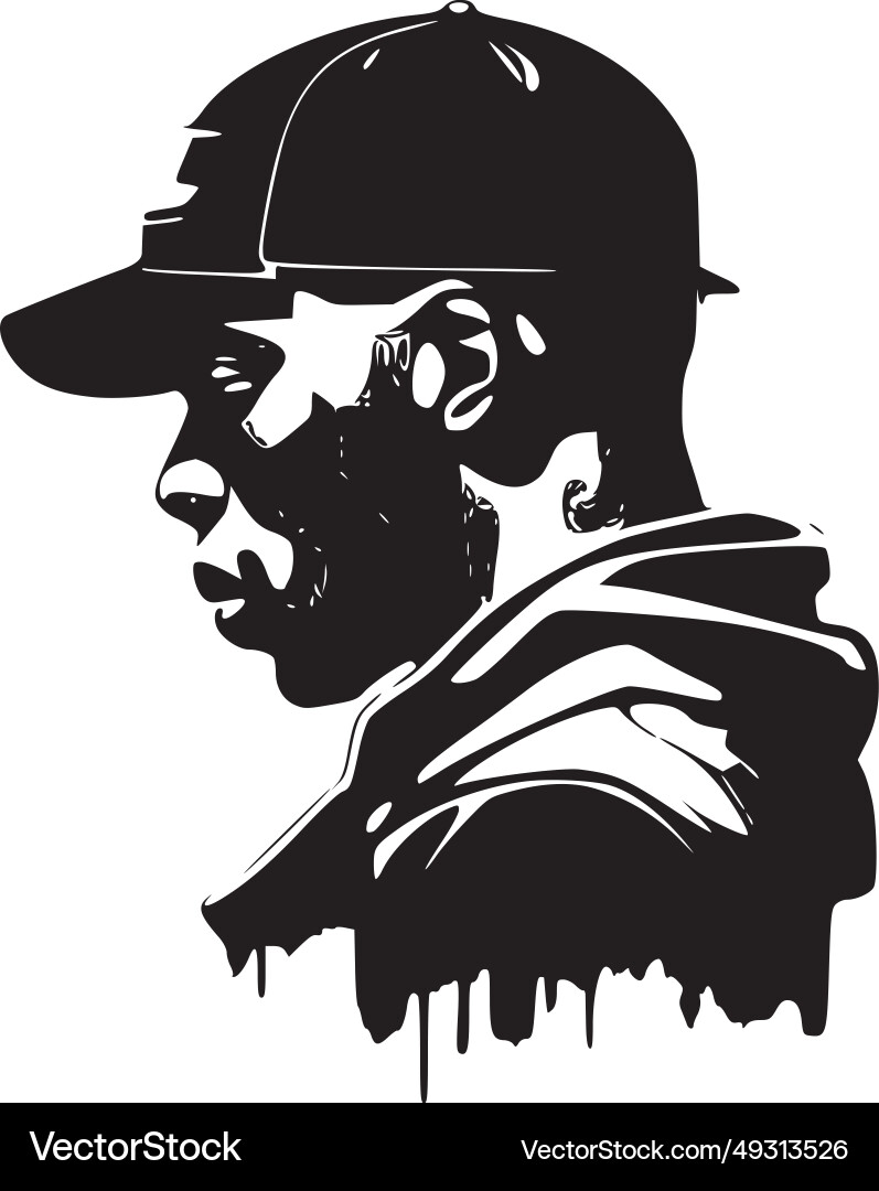 Hip Hop Icon - Black & White Royalty Free Vector Image
